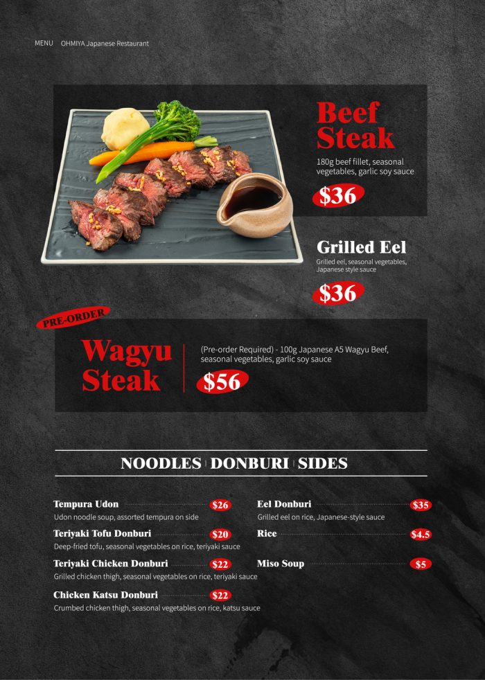 OHMIYA Japanese Restaurant | Menu